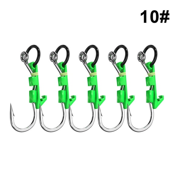 5 Pack Luminous Green High Carbon Steel Fishing Hooks with Flipping ...