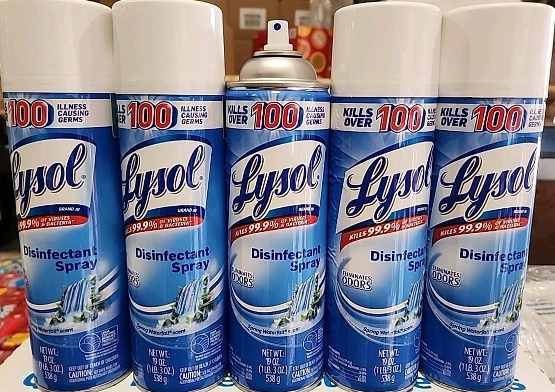 5 Pack Lysol Sanitizer Disinfectant Spray Spring Waterfall Scent 19 Oz ...