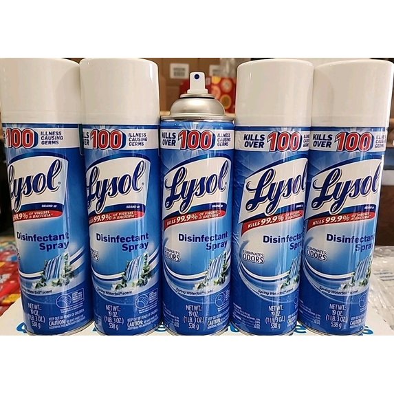 5 Pack Lysol Sanitizer Disinfectant Spray Spring Waterfall Scent 19 Oz ...