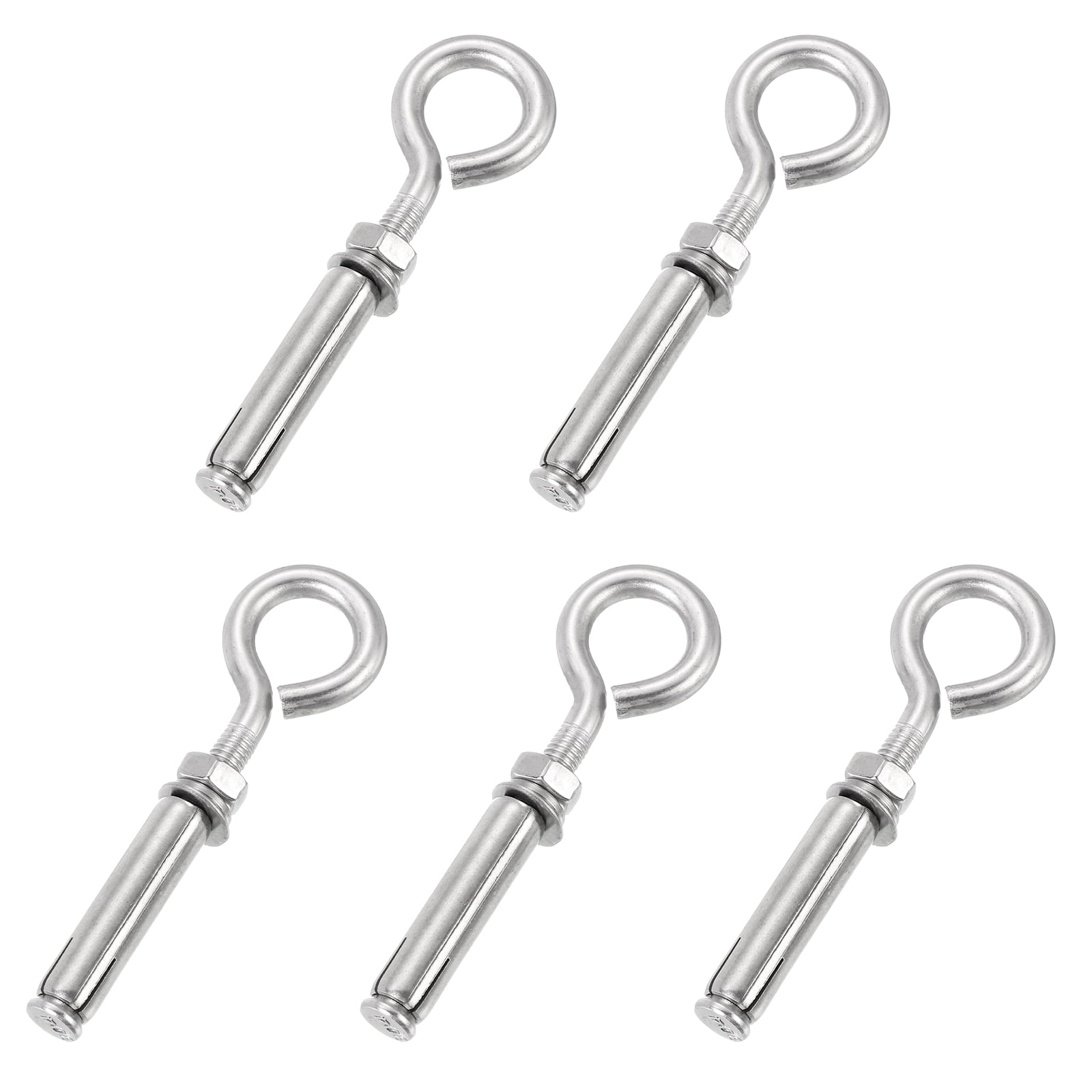 5 Pack M8 304 Stainless Steel Expansion Eyebolt, Closed Hook Expansion ...