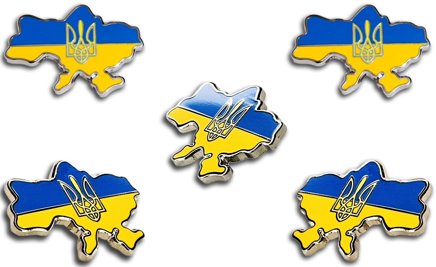 5-Pack, MAP of Ukraine Flag PINs w/The Coat of Arms Symbol Enamel Lapel ...