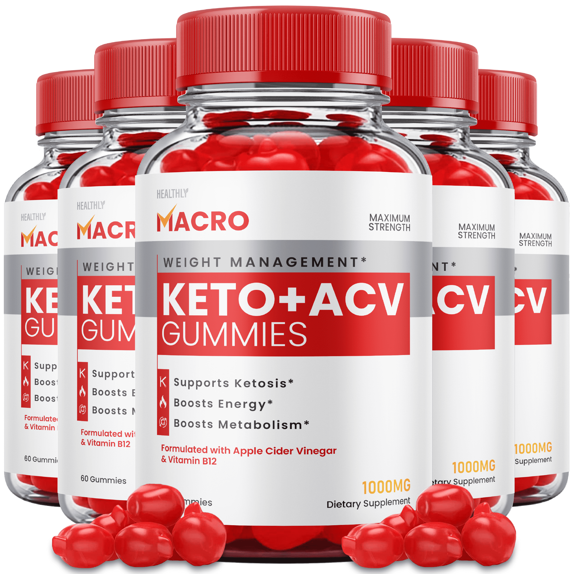 (5 Pack) Macro - Macro Keto ACV Metabolism Gummies Apple Cider Vinegar ...