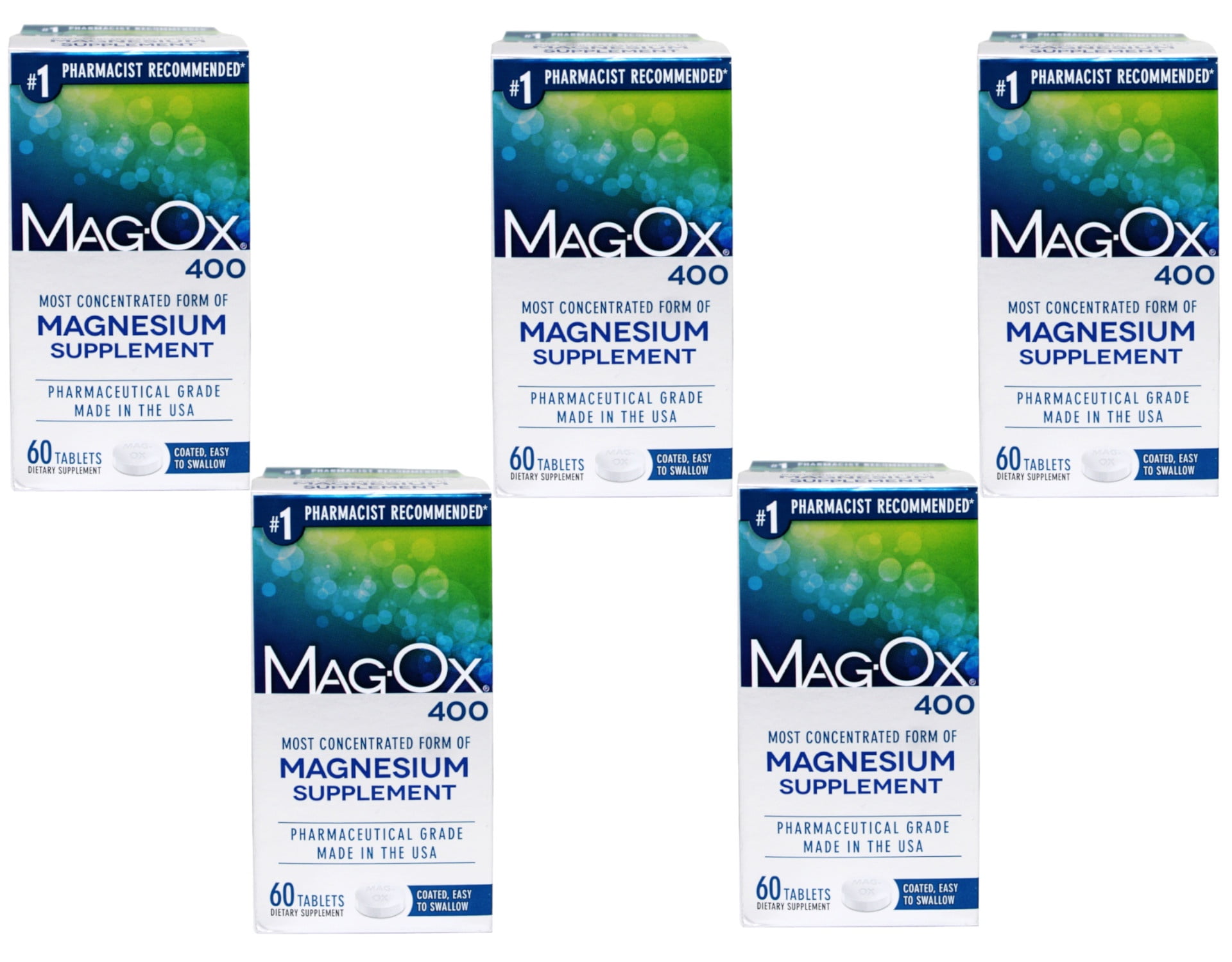 5 Pack MagOx 400 Magnesium Oxide Dietary Supplement 60 Tablets Each ...