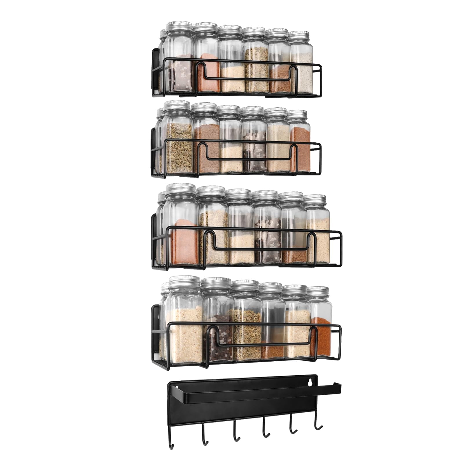 Auledio 5 Pack Magnetic Spice Rack, Metal Refrigerator Magnetic Storage ...
