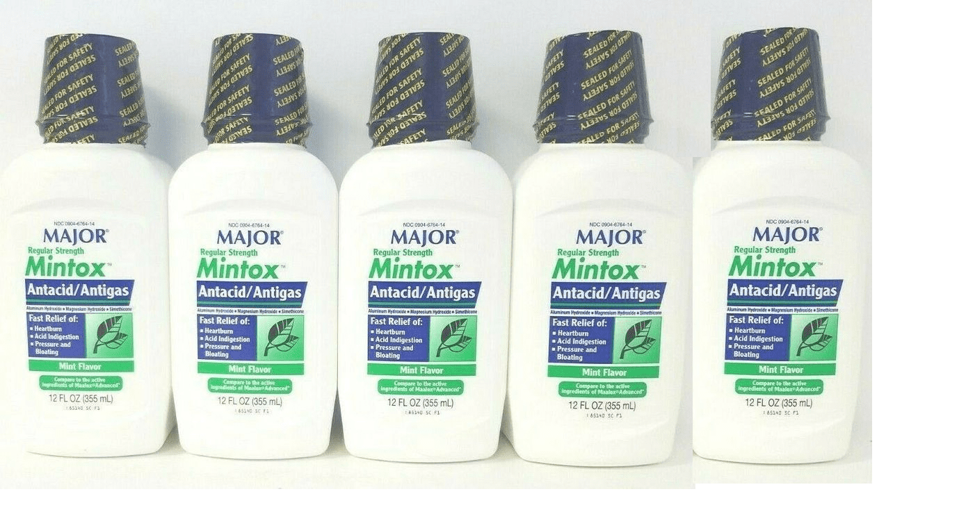 5-Pack Major Mintox Antacid Mint Liquid 12 oz. (Set of 5) - Walmart.com