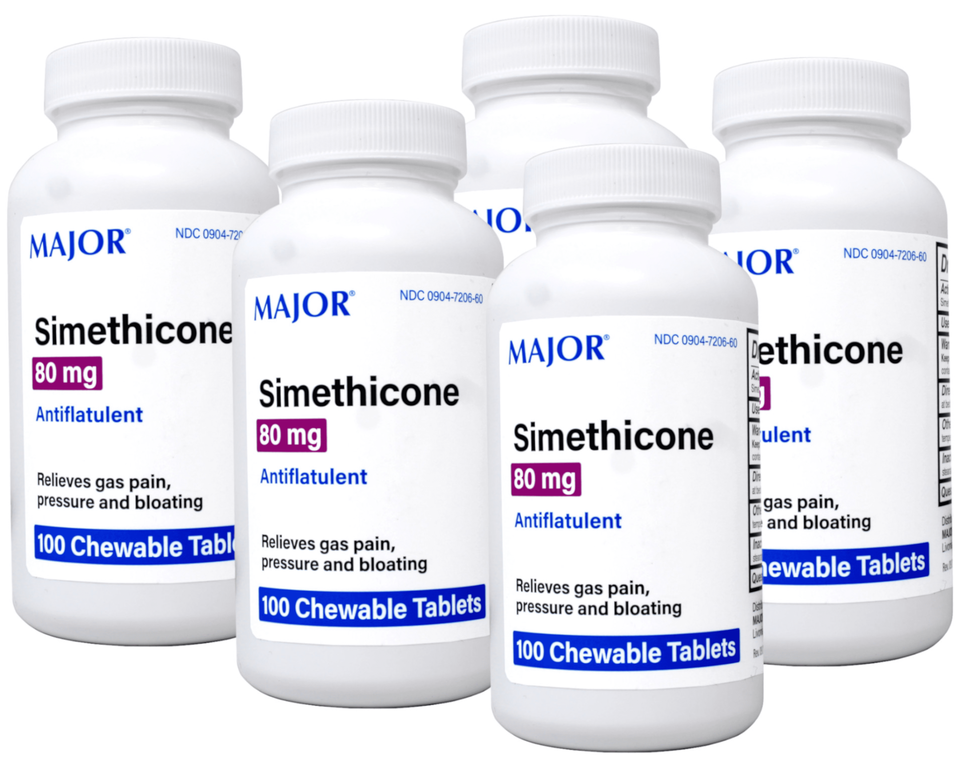 5 Pack - Major Simethicone Gas Relief 80 mg - Anti Flatulence, Bloating ...