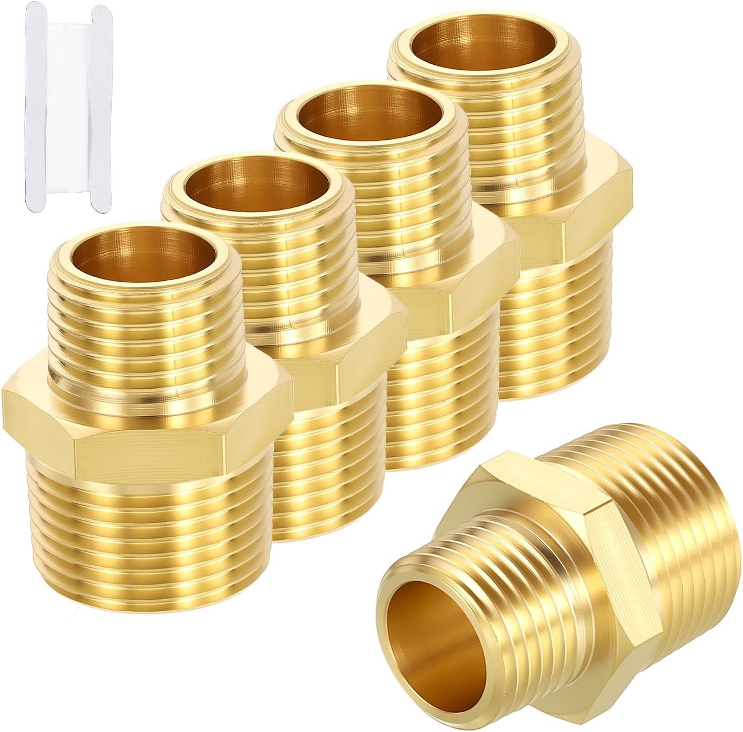 5 Pack Male to Adapter, 3/4" MNPT x 1/2" Hex Nipple Pipe Extension ...