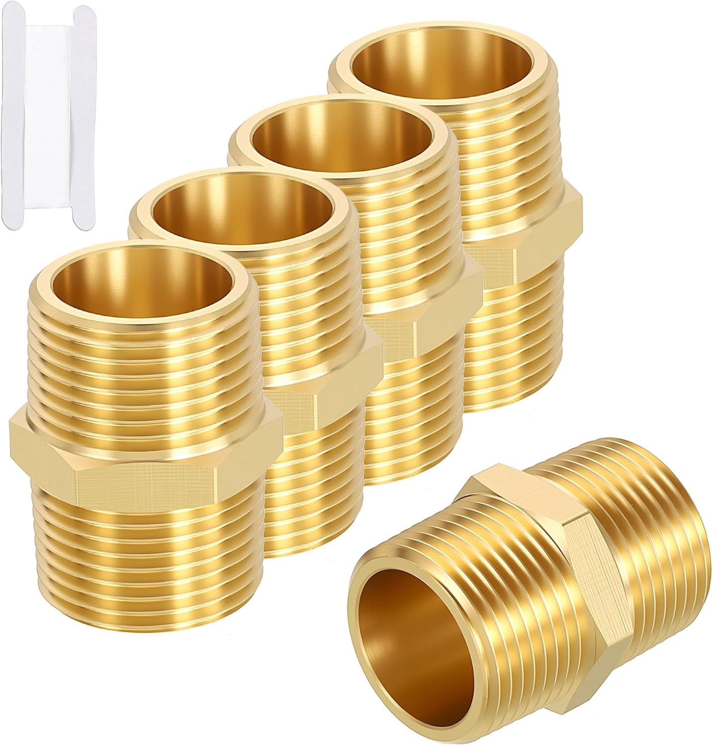5 Pack Male to Adapters, 3/4" MNPT x Hex Nipple Pipe Extension Fitting ...