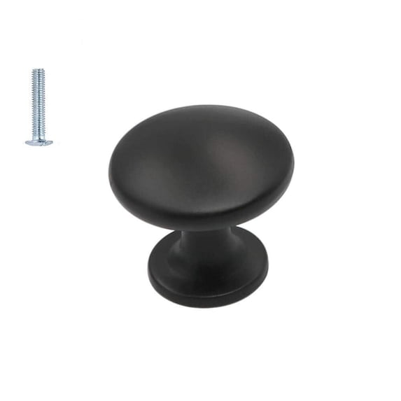 5 Pack Matte Black Cabinet Knobs, Solid Round Drawer Knobs, Modern ...