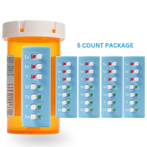 Take-n-Slide 5 Pack Medication Tracker, Reusable Pill Trackers, 7 Day ...
