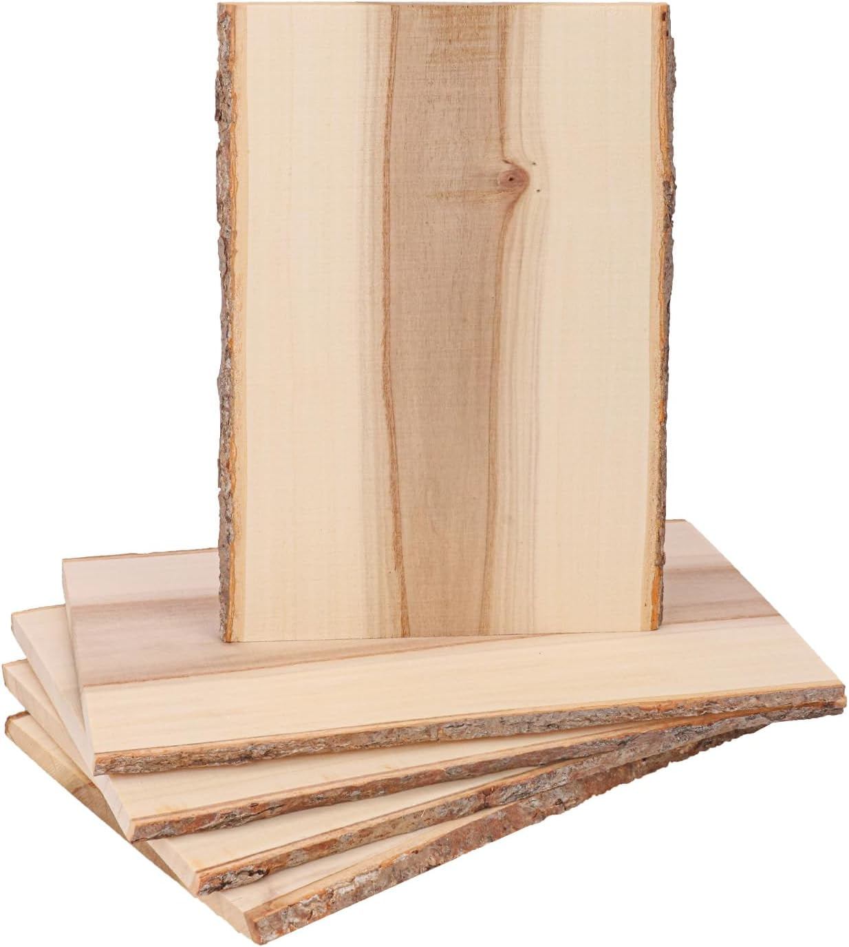 5 Pack Medium Wood Country Planks with Live Edge Bark, 7 x 11 ...