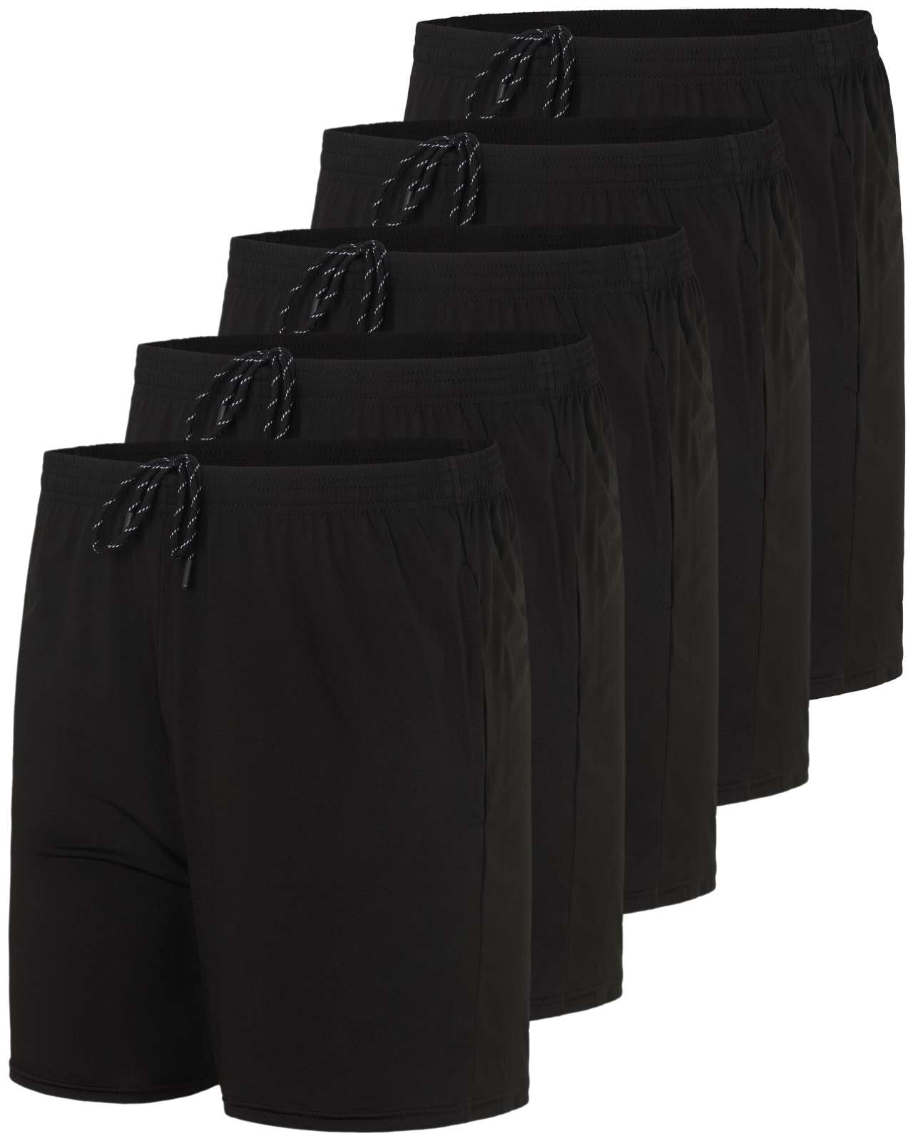 Real Essentials 5 Pack: Men's 5" Inseam Dry-Fit Running Workout Shorts ...