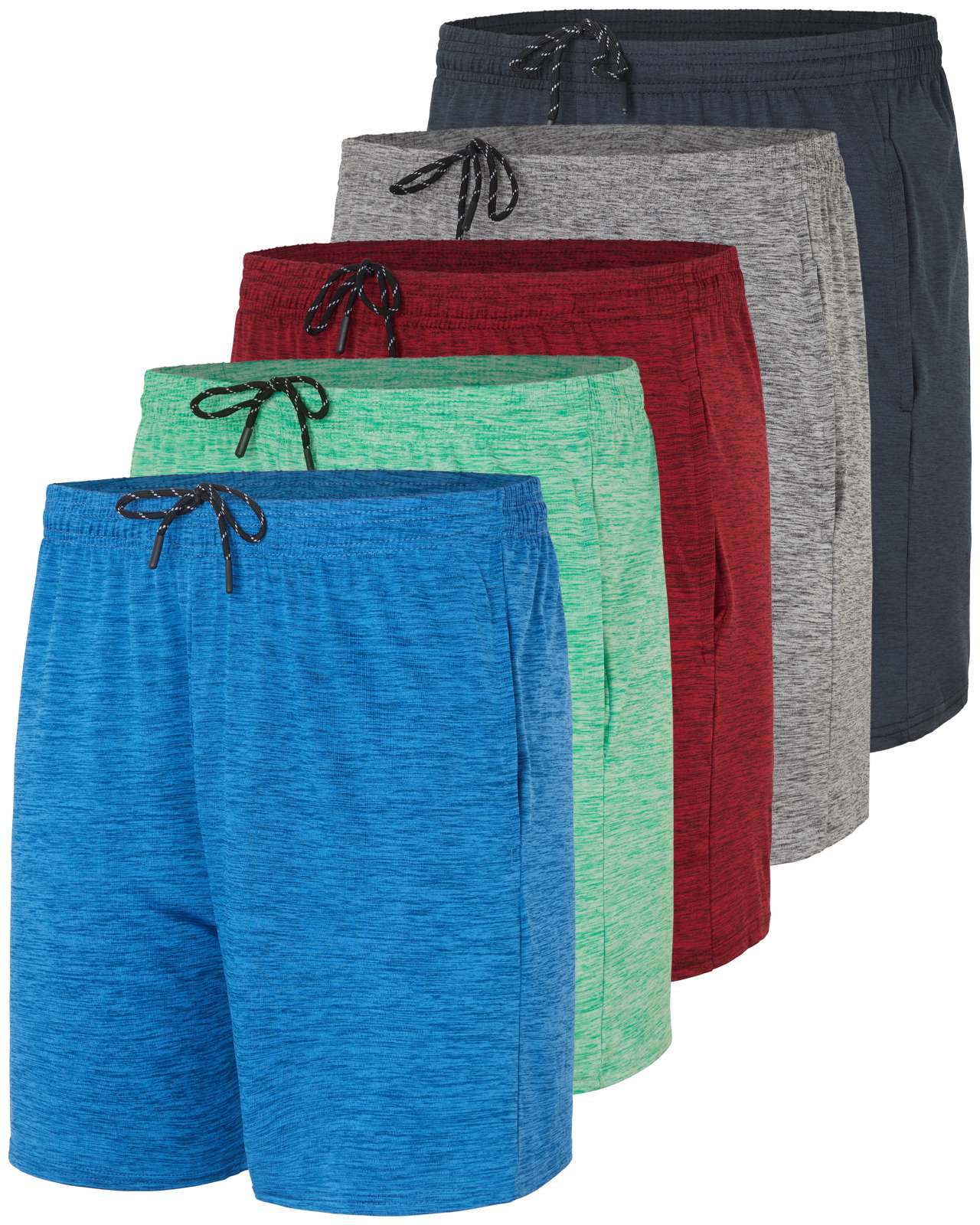 Real Essentials 5 Pack: Men's 5" Dry-Fit Workout Shorts - Pockets ...