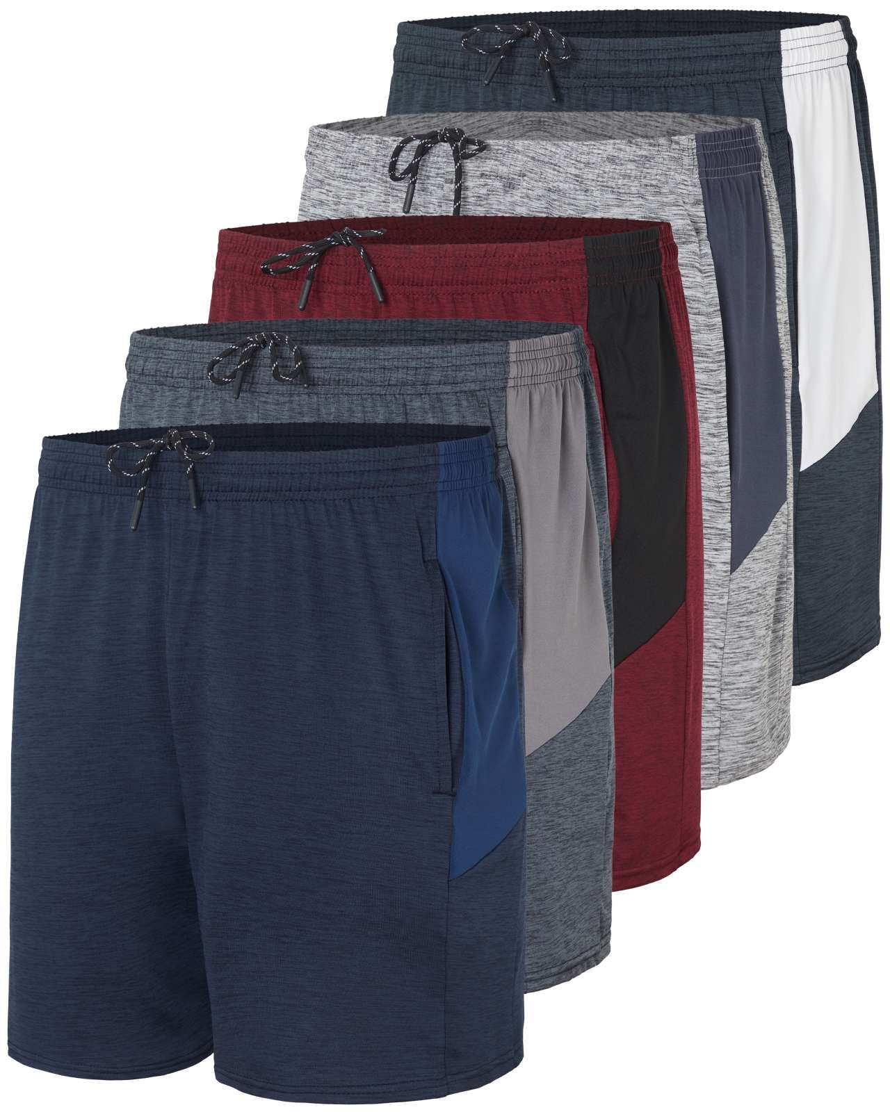 Free Shipping! 5 Pack: Men's 5" Inseam Dry-Fit Running Workout Shorts ...