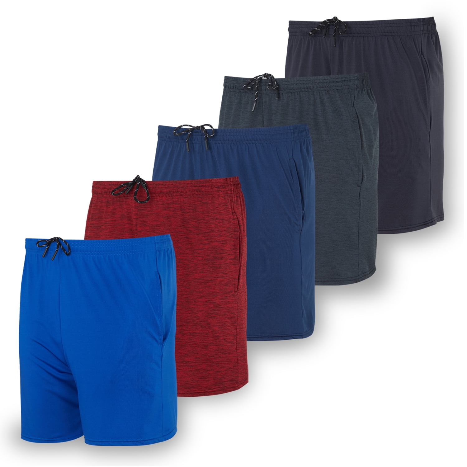 5 Pack: Men's 5" Inseam Dry-Fit Running Workout Shorts - Pockets ...