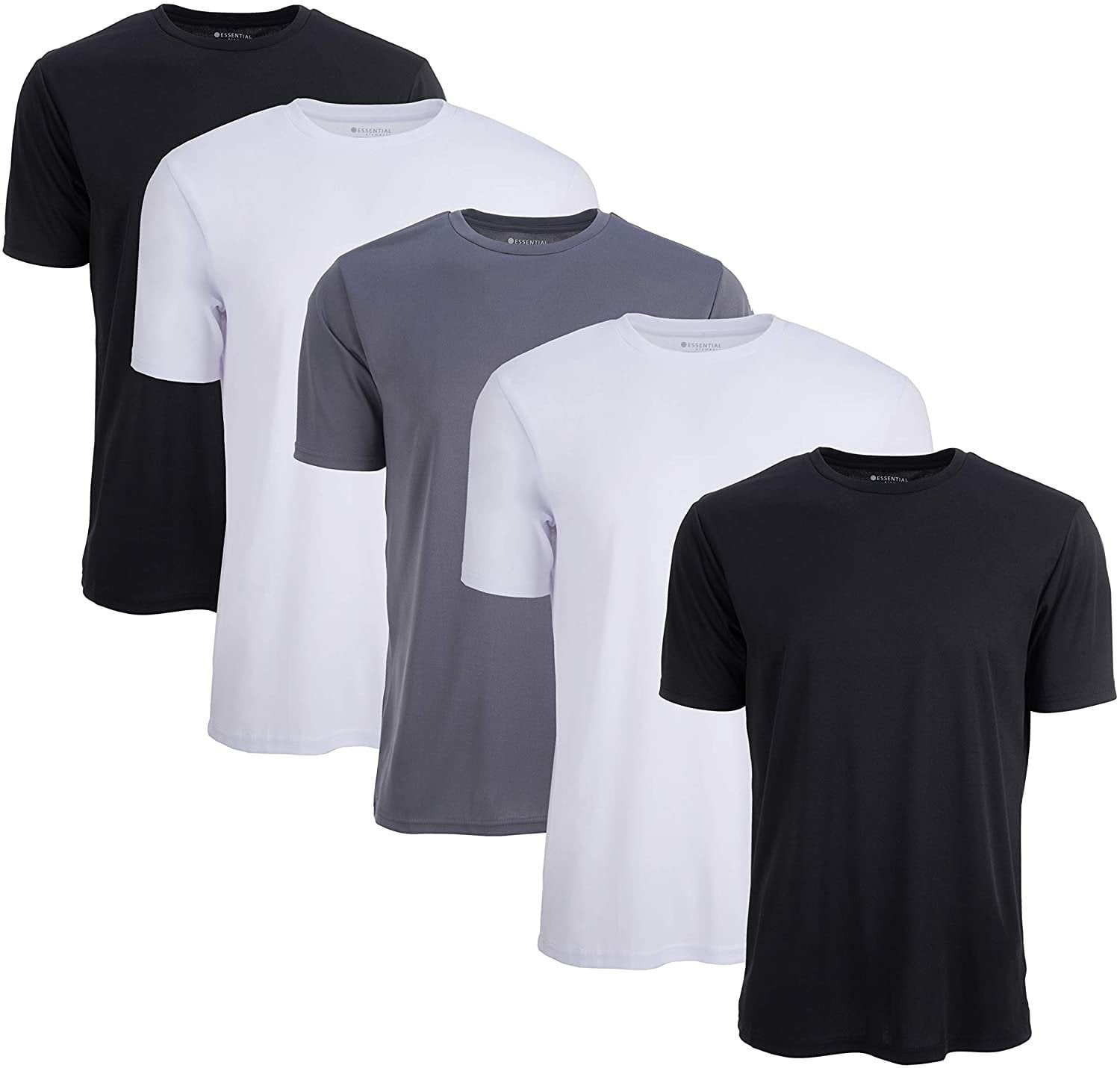 5 Pack: Men's Active Dry Fit Moisture Wicking Athletic Performance ...
