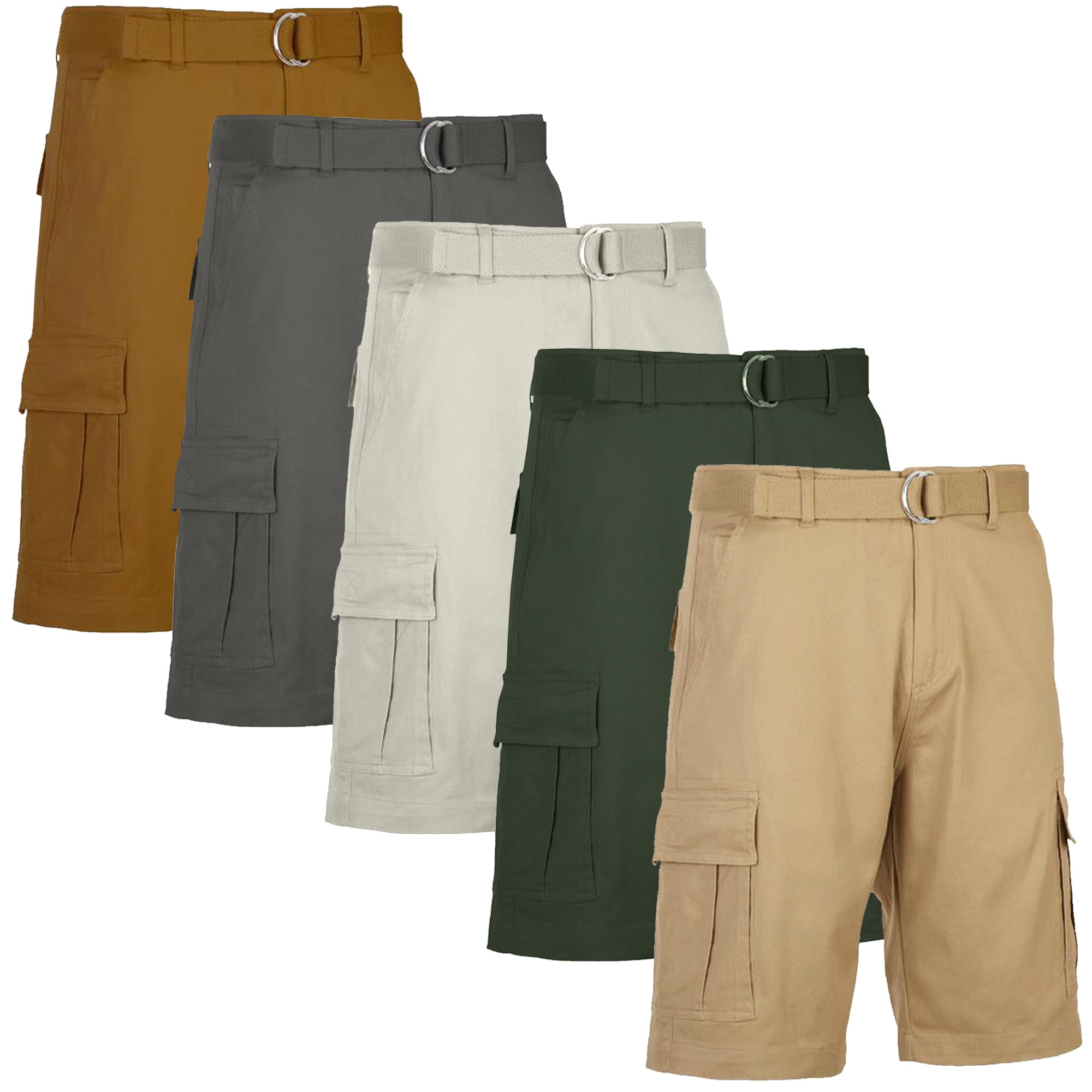 5-Pack Men's Cotton Flex Stretch Cargo Shorts With Belt (Sizes, 30-42 ...