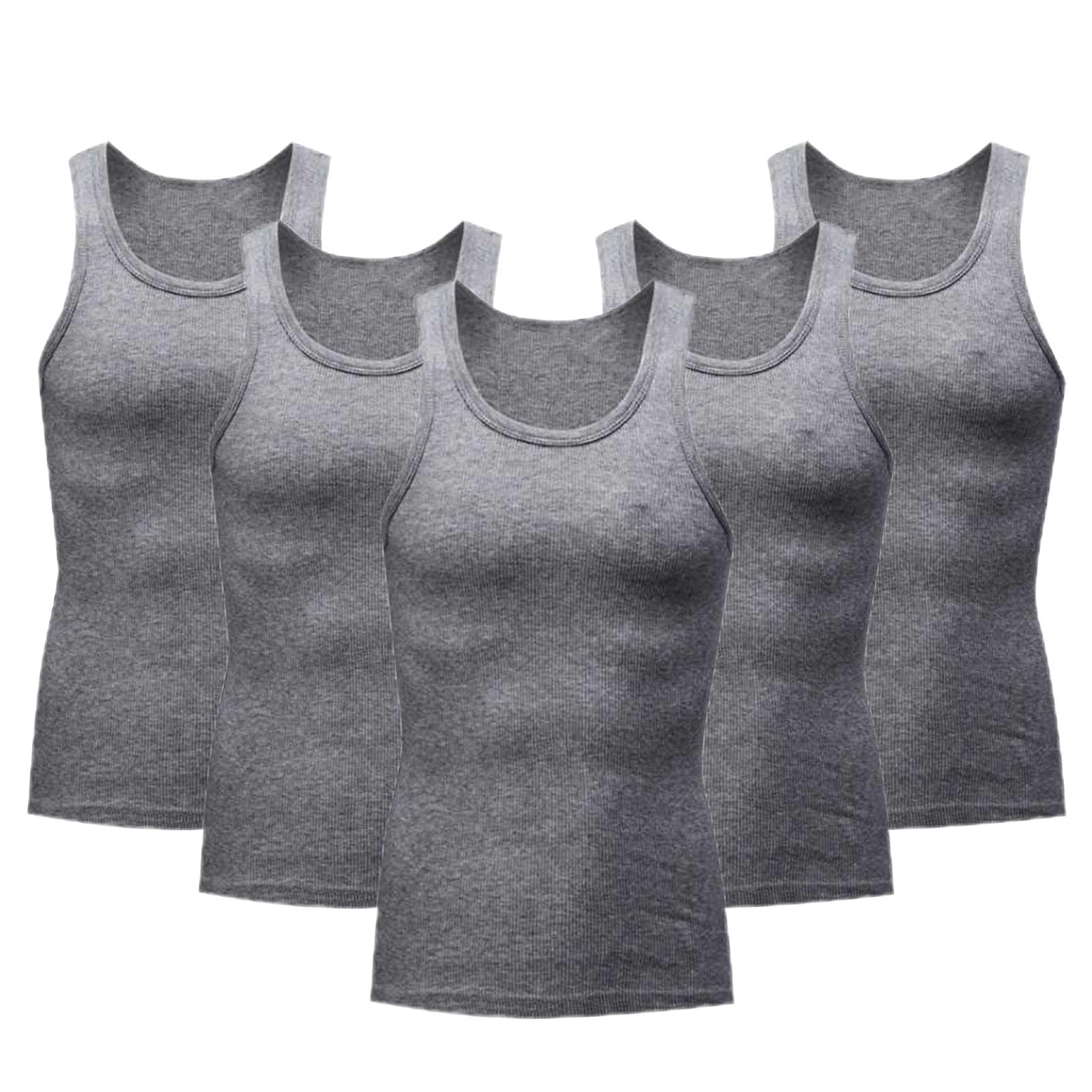 5 Pack Men's Cotton Vests Tank Tops,Sleeveless Undershirts Plain ...