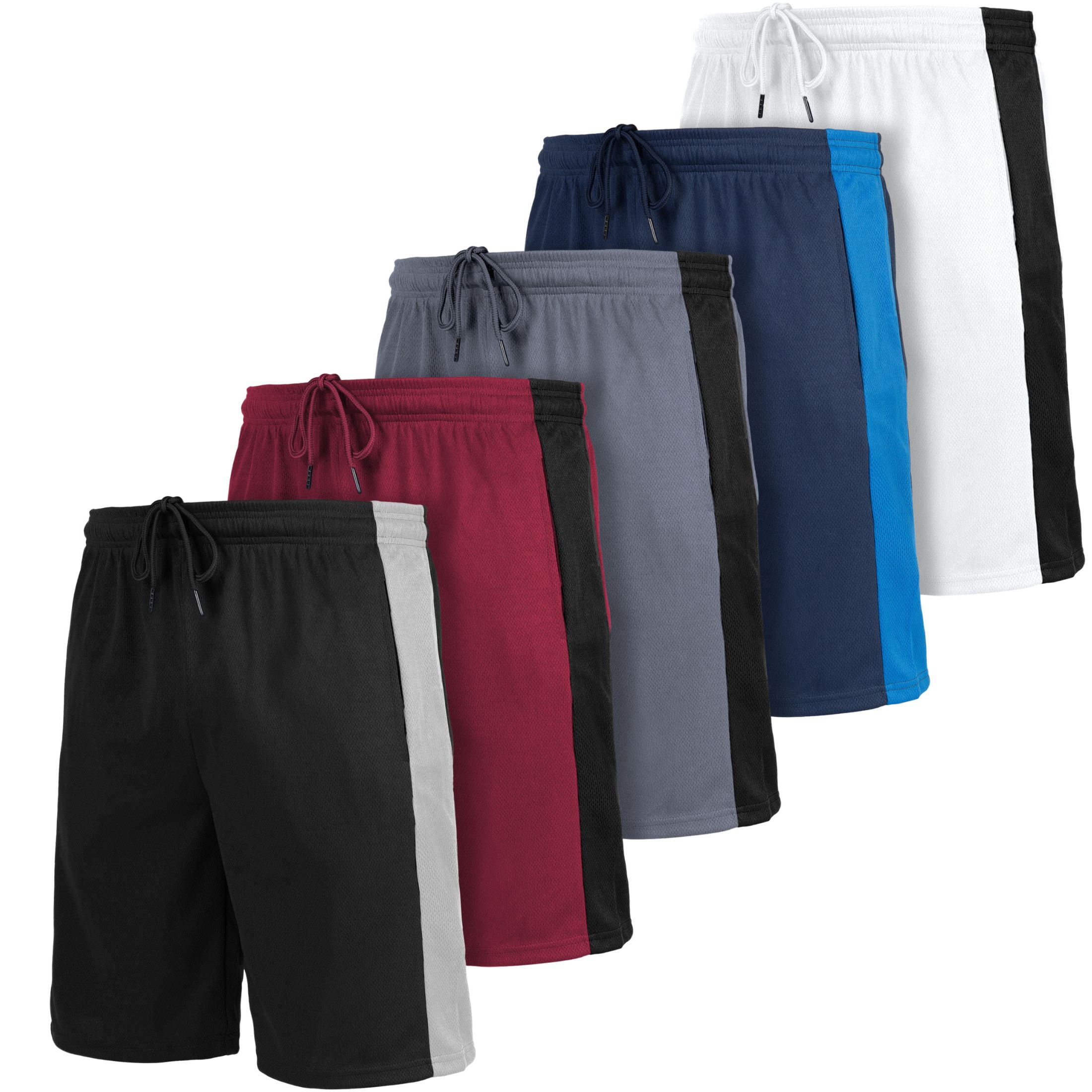 [5 Pack] Men's Dry-Fit Athletic Workout Shorts with Pockets - Ideal for ...