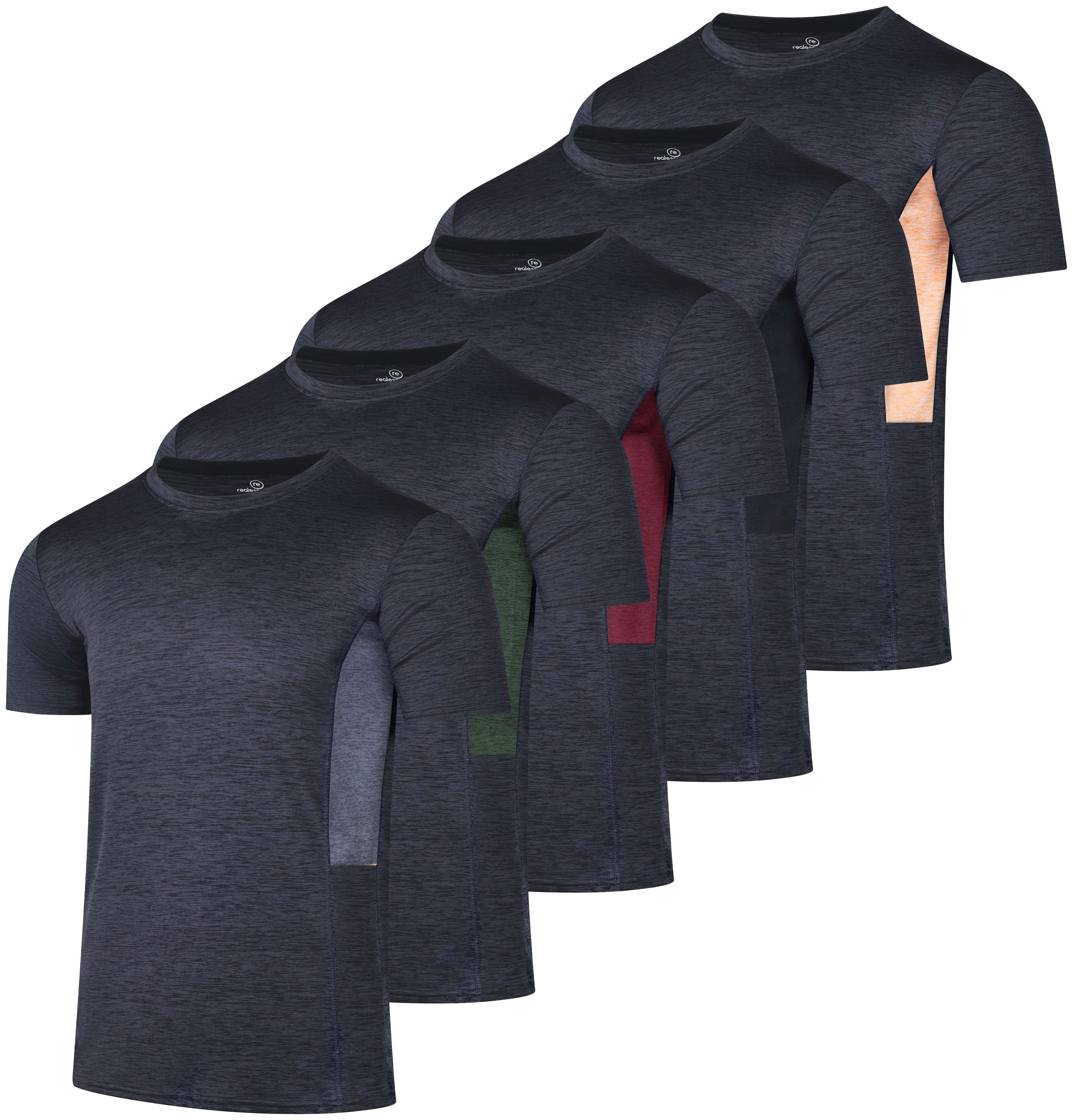 Real Essentials 5 Pack: Men’s Short Sleeve Dry Fit Active Crew Neck T ...