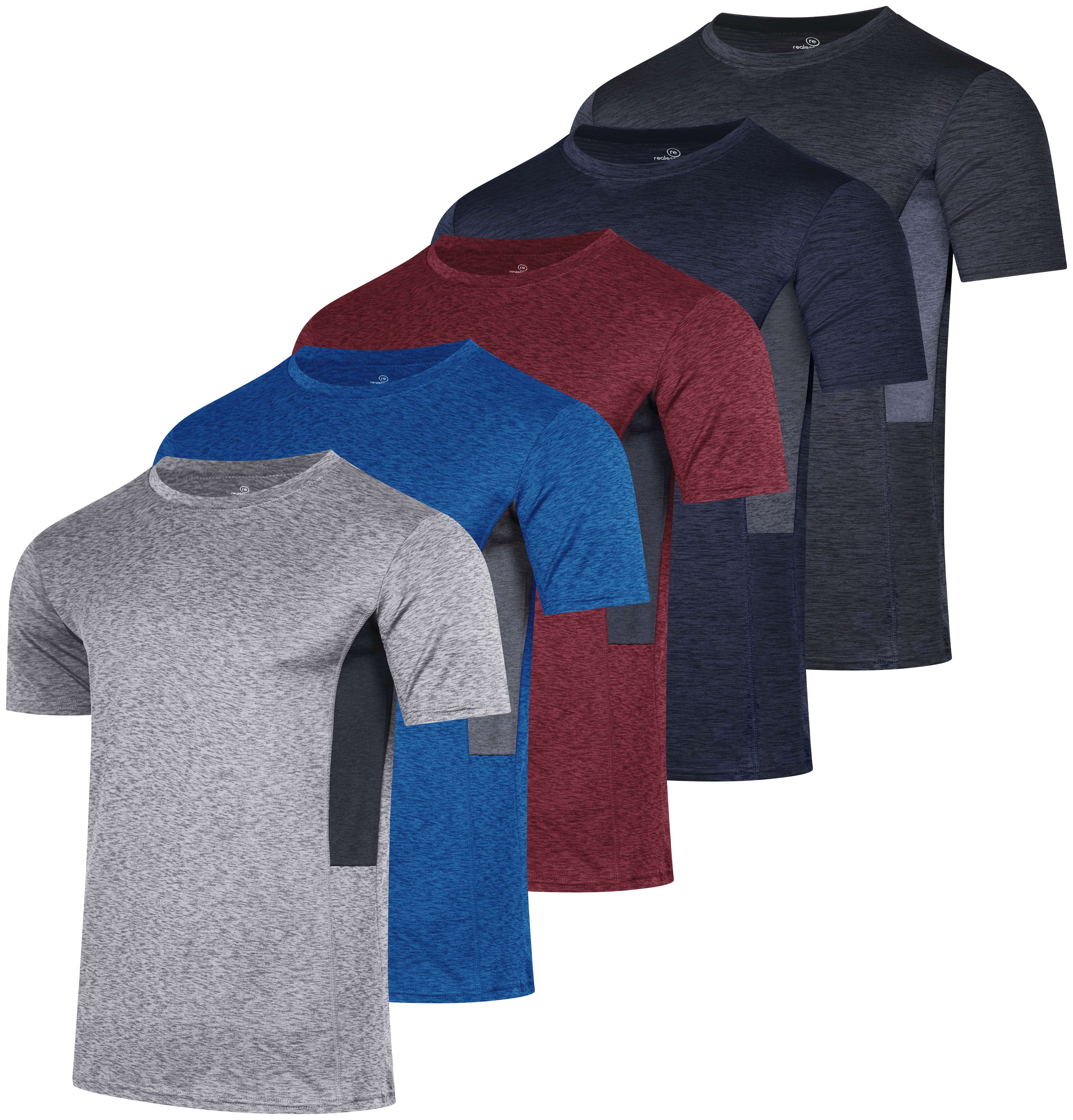 Real Essentials 5 Pack: Men’s Short Sleeve Dry Fit Active Crew Neck T ...