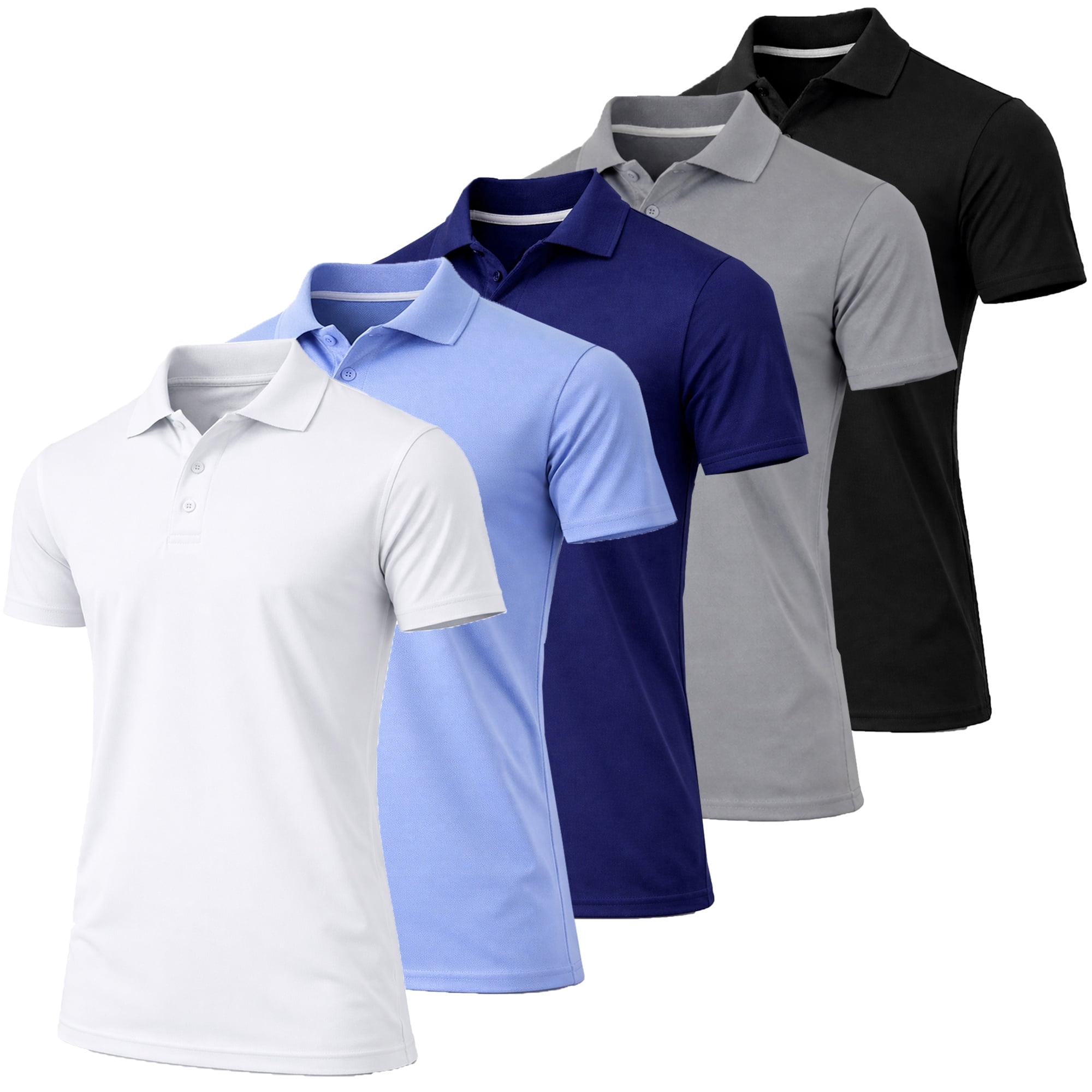 5-Pack Men's Dry Fit Moisture-Wicking Polo Shirt (S-3XL) - Walmart.com