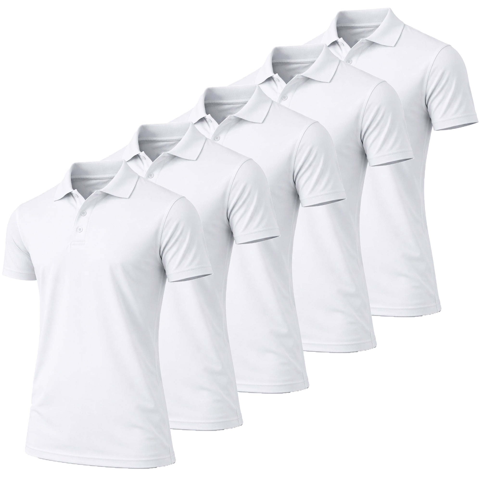 Galaxy by Harvic, 5-Pack Men's Dry Fit Moisture Wicking Polo Shirt, S ...