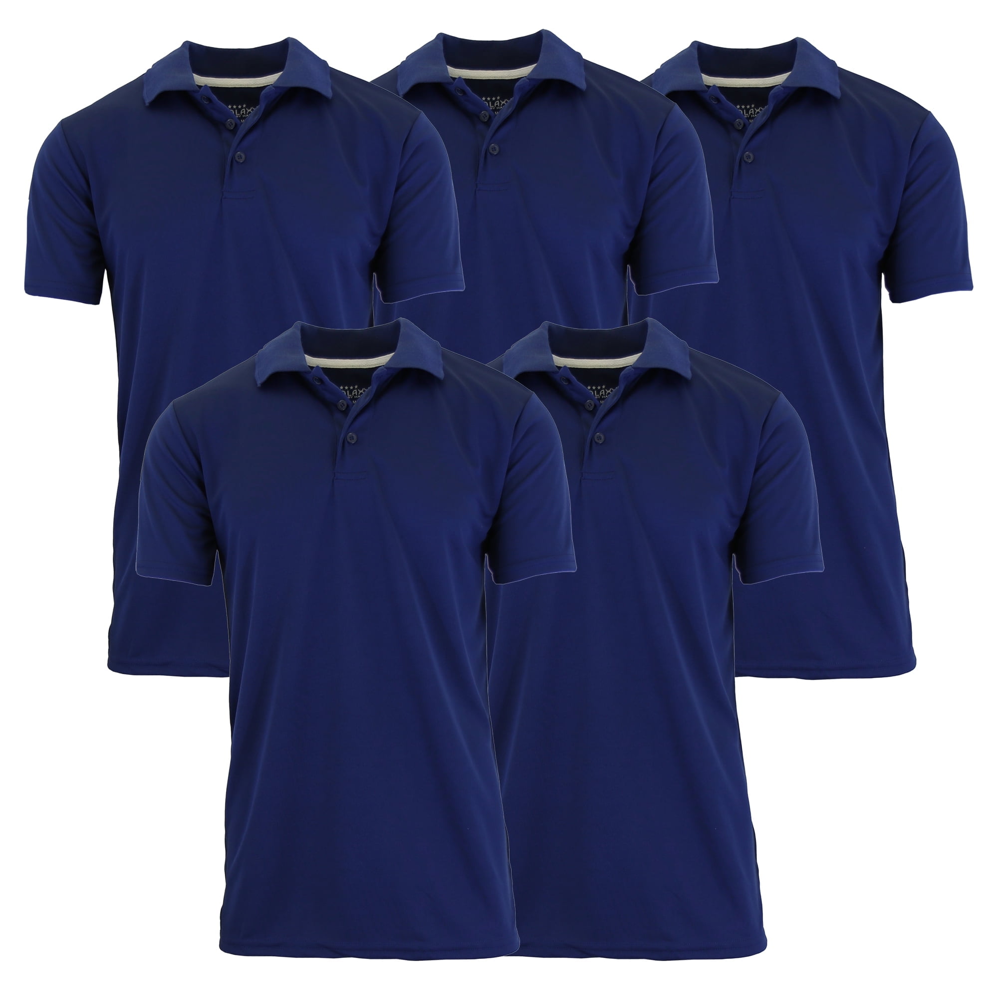 Galaxy by Harvic, 5-Pack Men's Moisture-Wicking Dry Fit Polo Shirts, Regular Fit, S-3XL ...