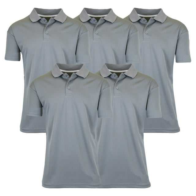 5-Pack Men's Stretch Knit Moisture-Wicking Dry Fit Polo Shirts, Size S-3XL - Walmart.com