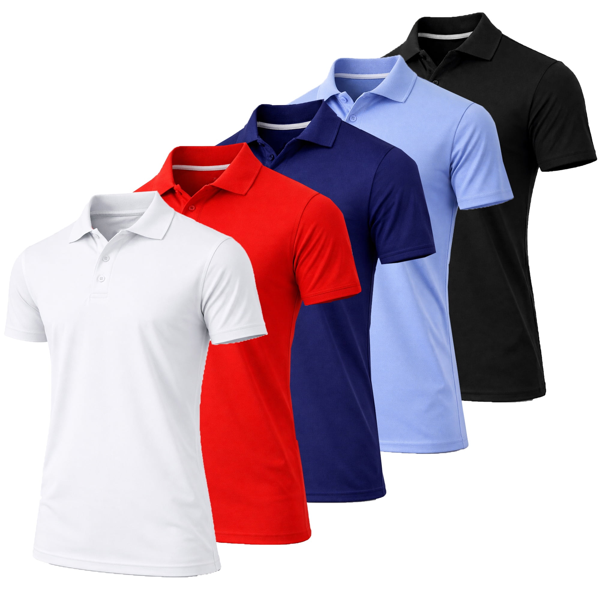 5-Pack Men's Dry Fit Moisture-Wicking Polo Shirt (S-3XL) - Walmart.com