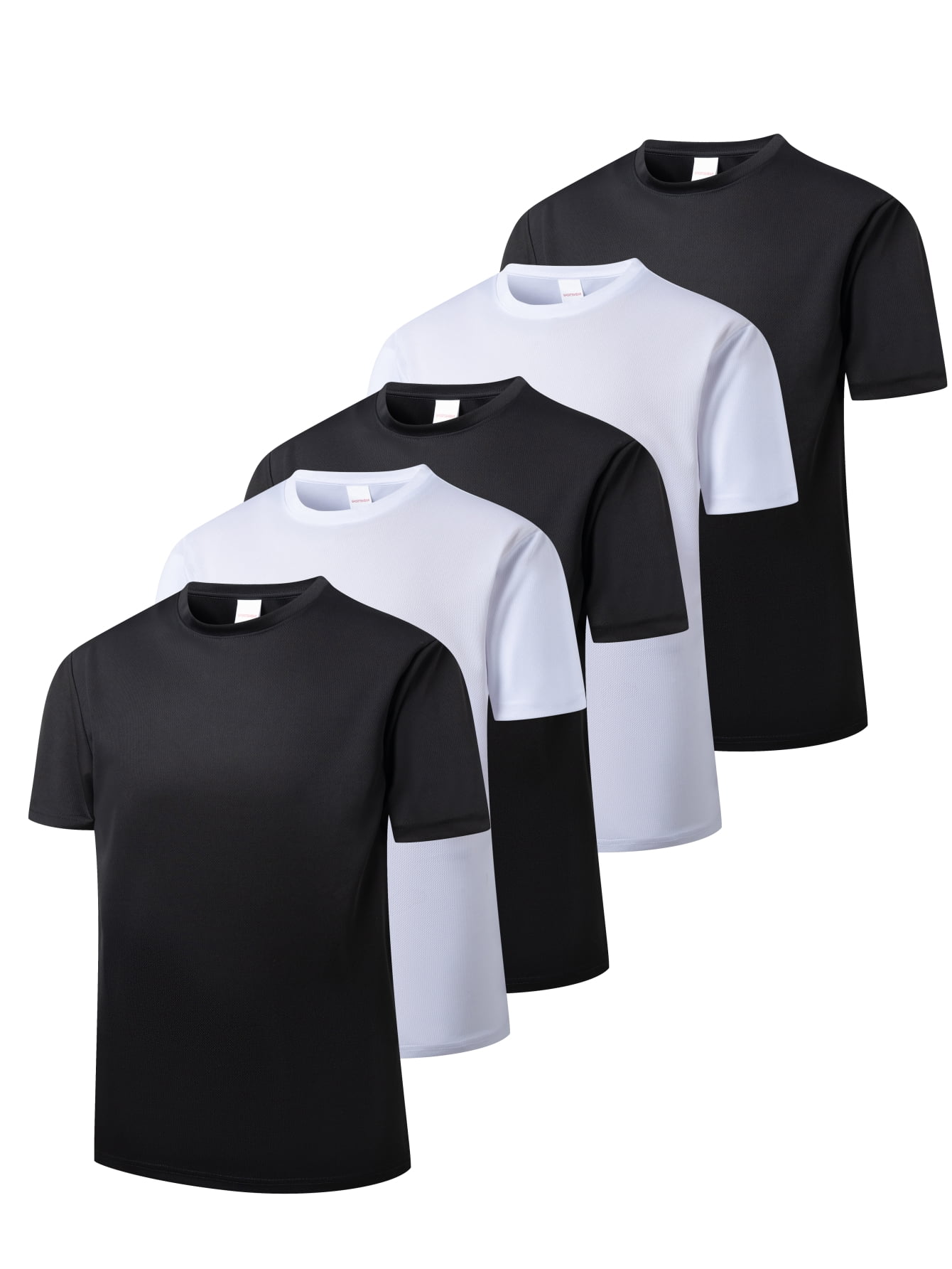 5 Pack Men's Dry Fit T Shirts Athletic Running Gym Workout Short Sleeve ...