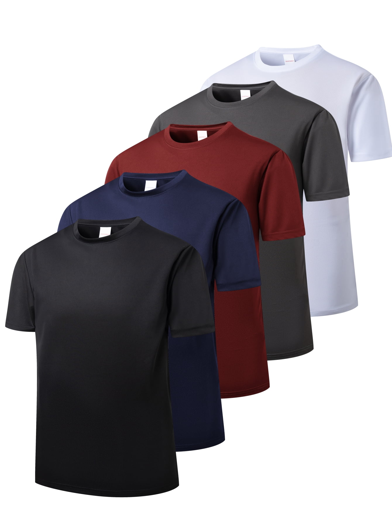 5 Pack Men's Dry Fit T Shirts Athletic Running Gym Workout Short Sleeve ...