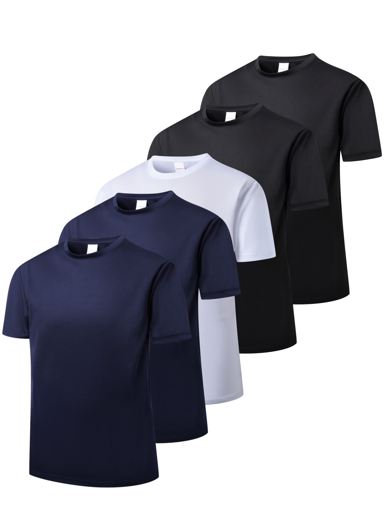 5 Pack Men's Dry Fit T Shirts Athletic Running Gym Workout Short Sleeve Tee Shirts for Men ...