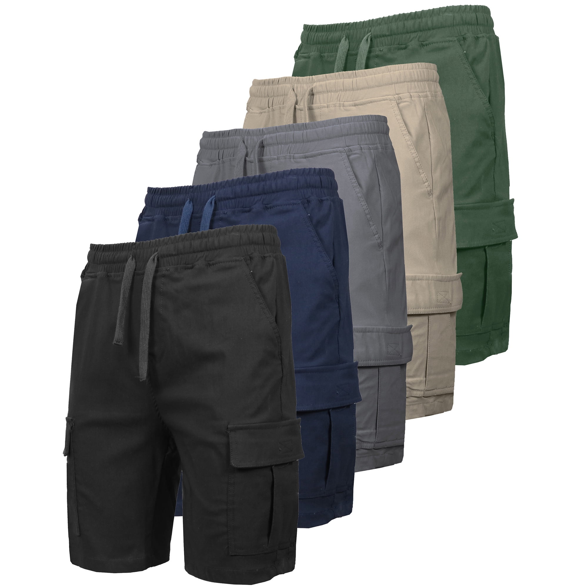 Galaxy by Harvic, 5-Pack Menâ€™s Flex Cargo Shorts, Elastic Waistband ...
