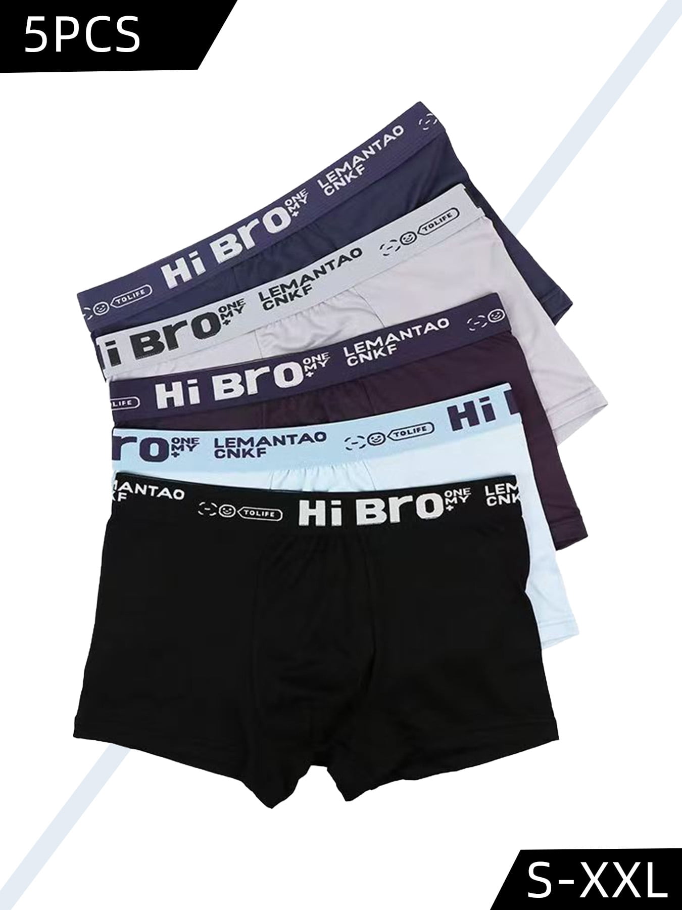 5-Pack Men's "Hi Bro" Retro American Boxers | Graphic Waistband ...