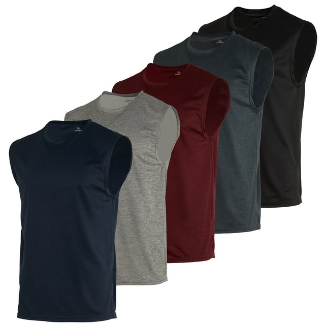 5 Pack: Men's Mesh Active Athletic Tech Tank Top - Workout & Training ...