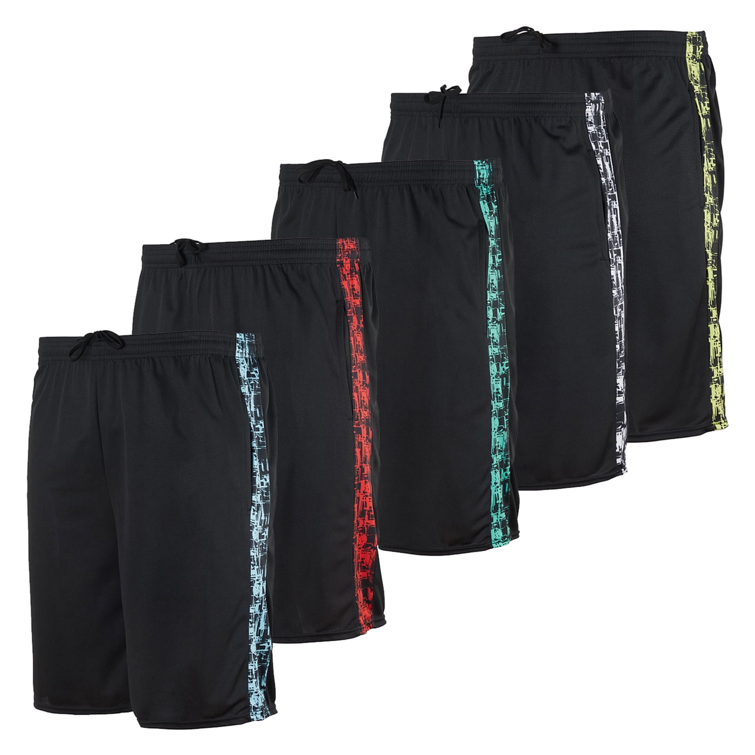 5 Pack: Men's Mesh Athletic Performance Gym Shorts with Pockets (S-3X ...
