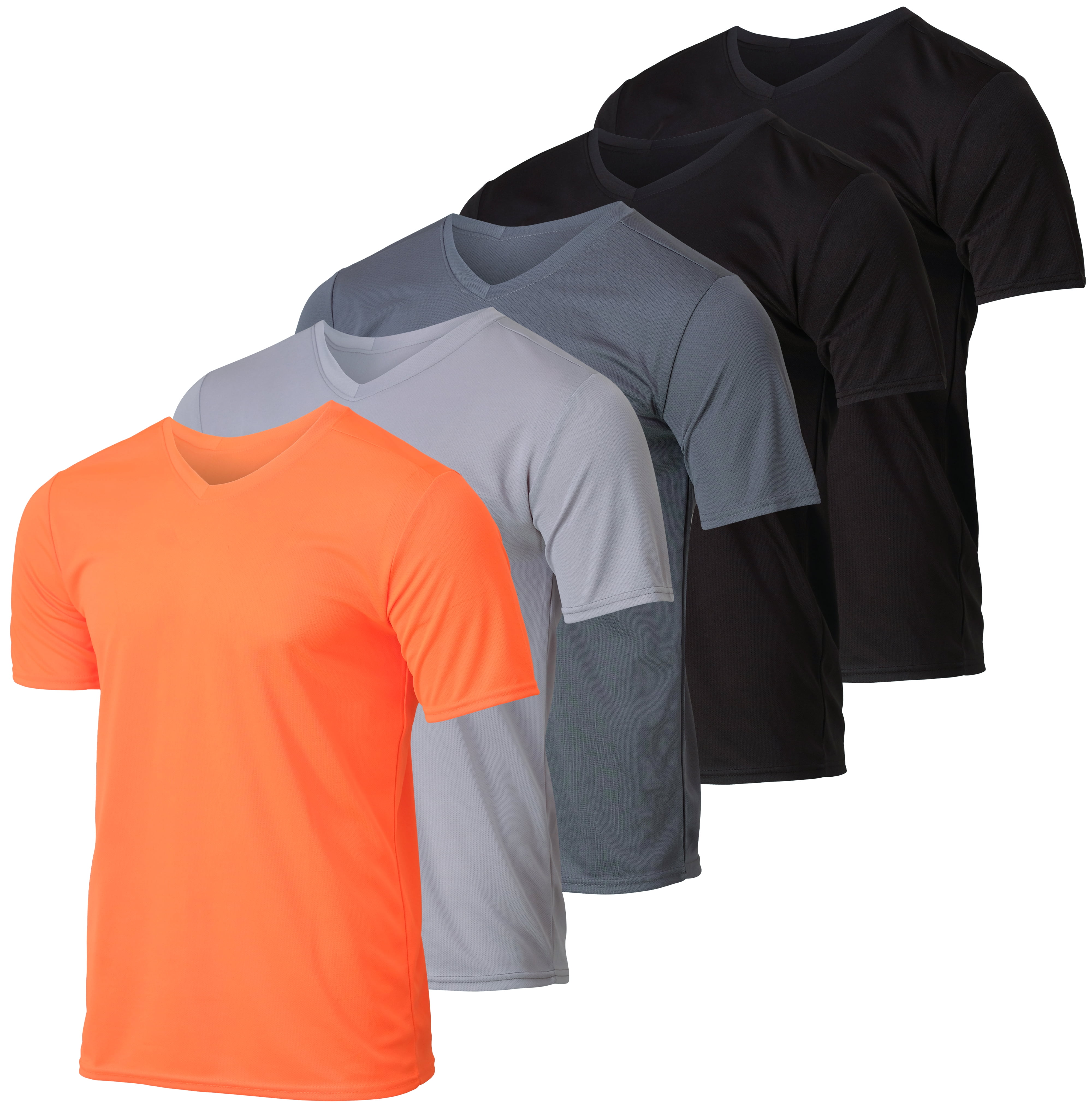 Real Essentials Menâ€™s Mesh V-Neck Moisture Wicking Athletic T-Shirts, 5-Pack, Big and Tall ...