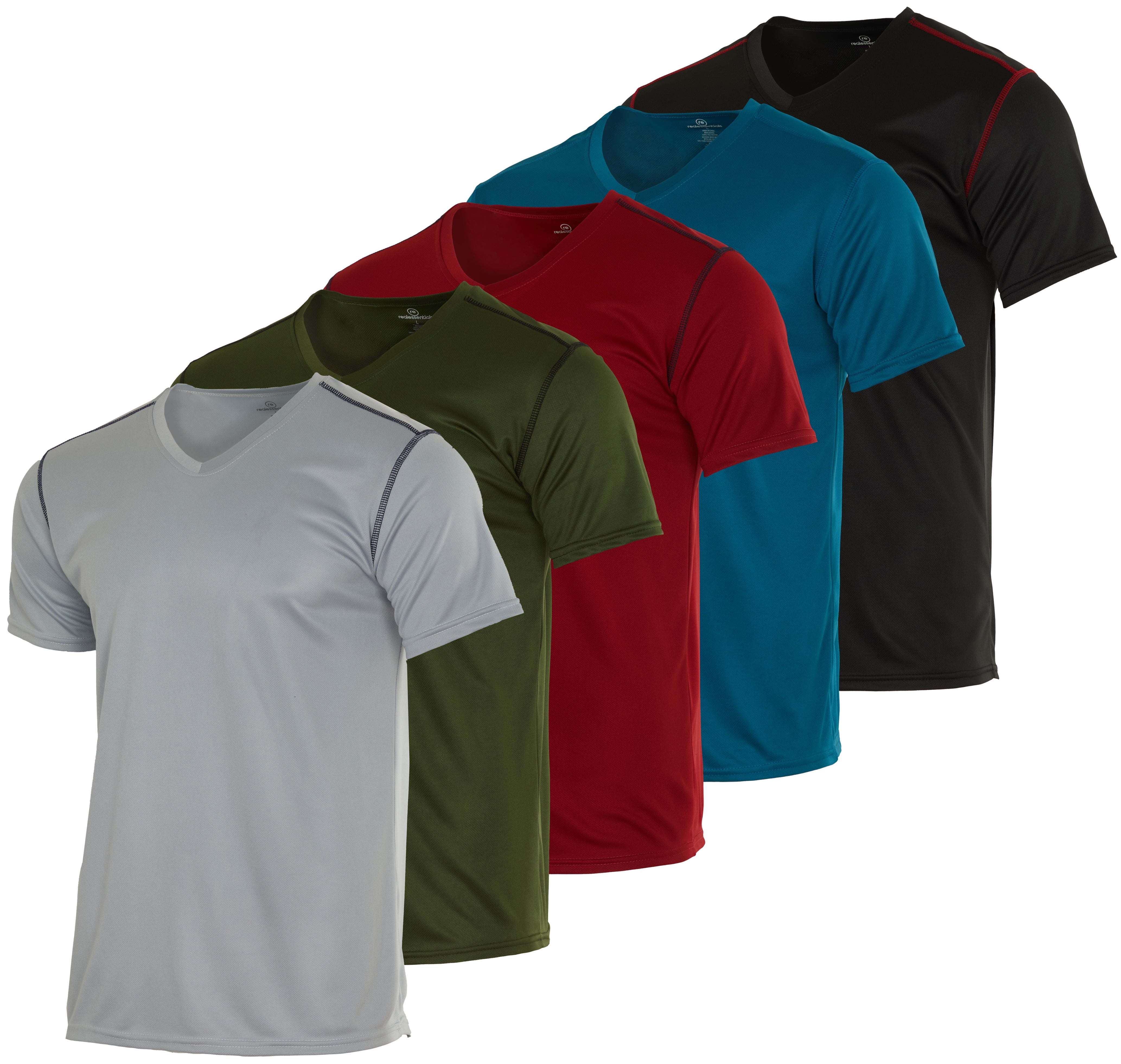5 Pack: Men’s Mesh V-Neck Moisture Wicking Active Athletic Performance ...