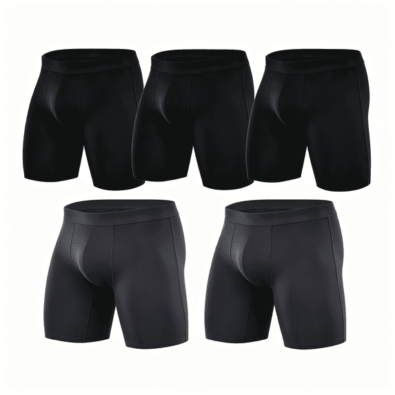 5 Pack Men's Mid Waist Stretch Boxer Briefs, Soft Breathable Cotton ...