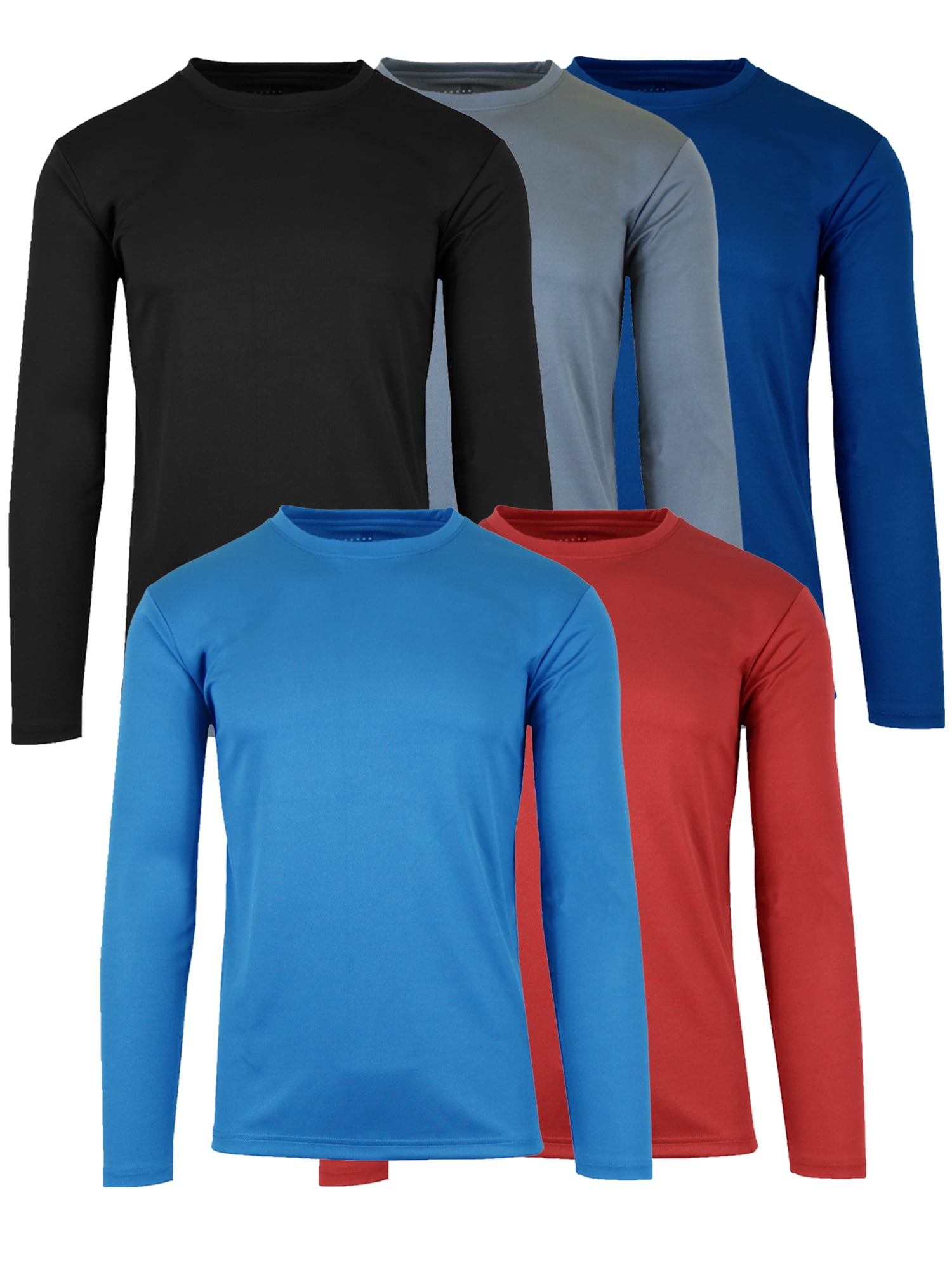 5-Pack Men's Dry Shirts, Moisture Wicking Long Sleeve Performance Tee, Tagless, Sizes S-2XL ...