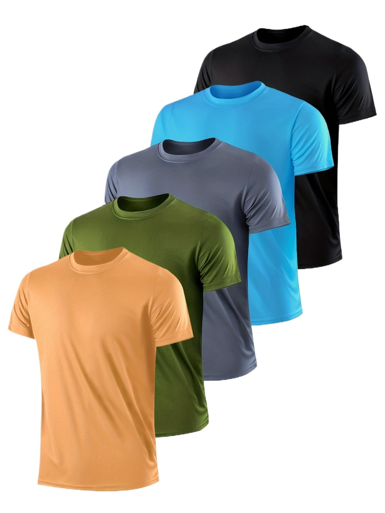 5-Pack Men's Sports T-Shirts, Moisture-Wicking Quick-Dry Short Sleeve ...