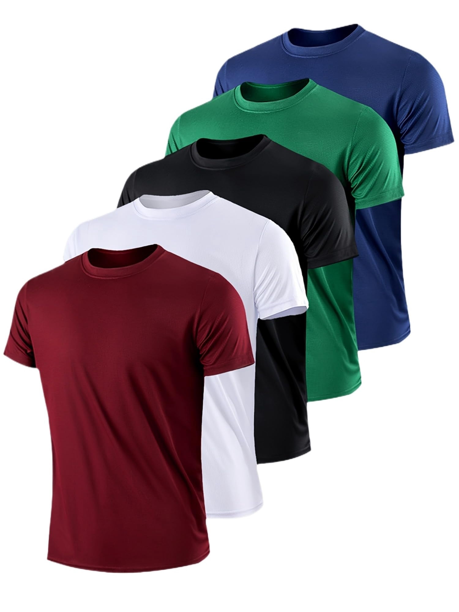 5-Pack Men's Sports T-Shirts, Moisture-Wicking Quick-Dry Short Sleeve ...