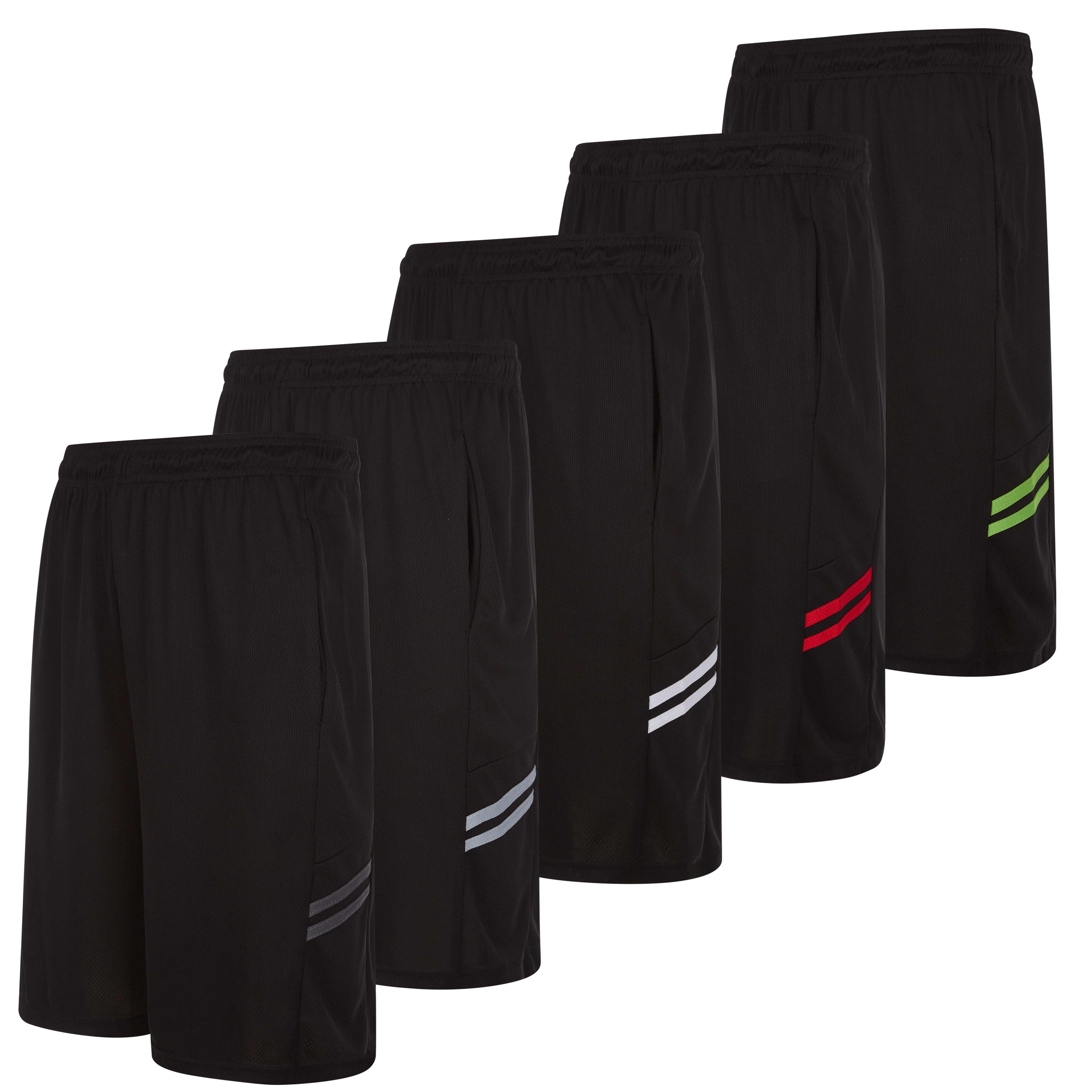 5 Pack: Mens Moisture Wicking Athletic Basketball & Gym Workout Shorts ...