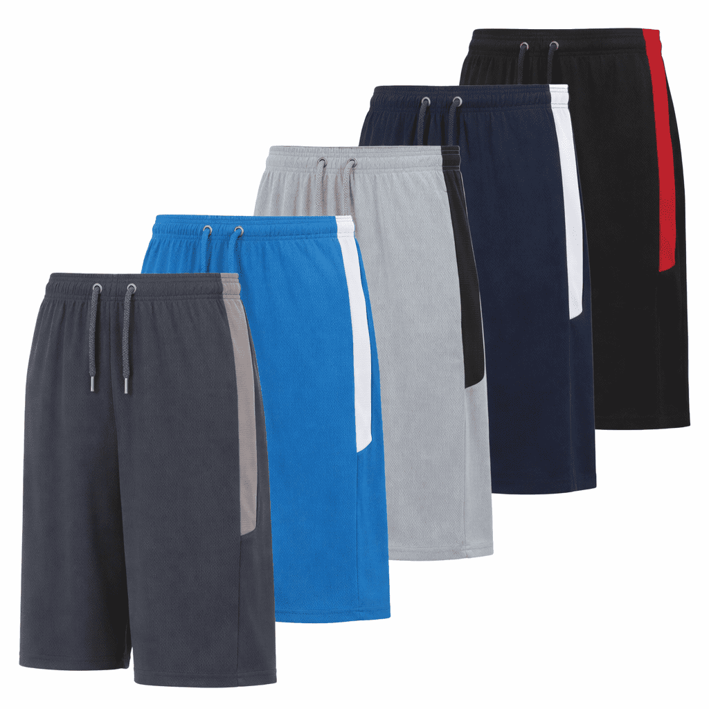5 Pack: Mens Moisture Wicking Athletic Basketball & Gym Workout Shorts ...