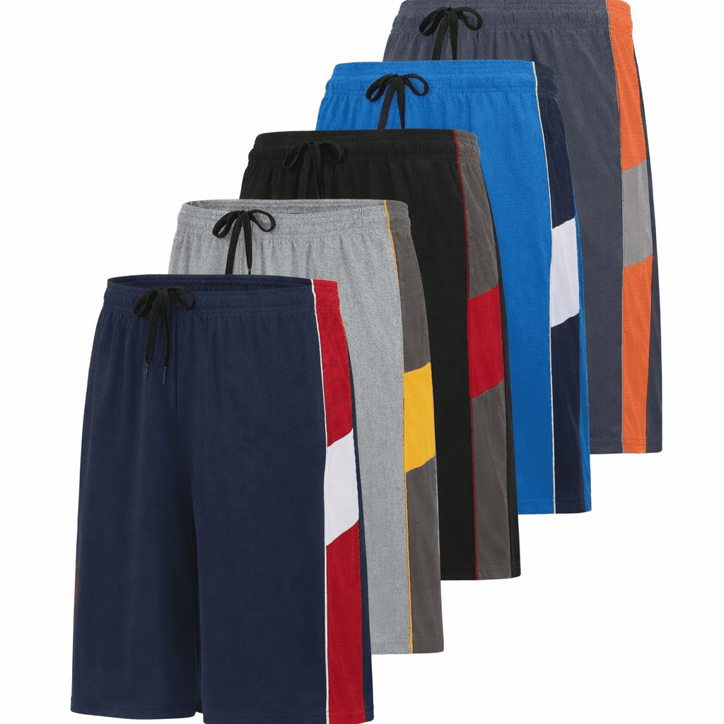 5 Pack: Mens Moisture Wicking Athletic Basketball & Gym Workout Shorts ...