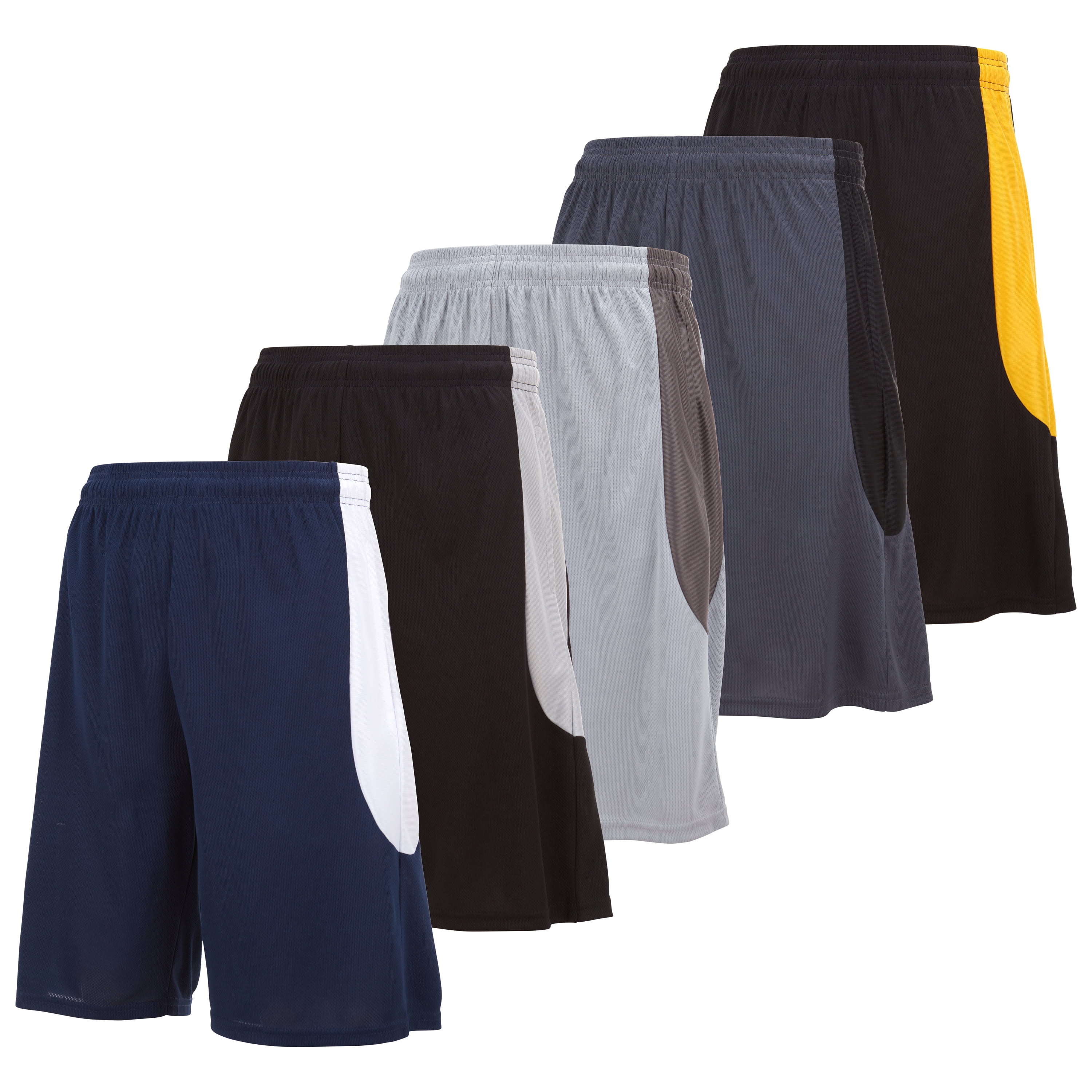 5 Pack: Mens Moisture Wicking Athletic Basketball & Gym Workout Shorts ...