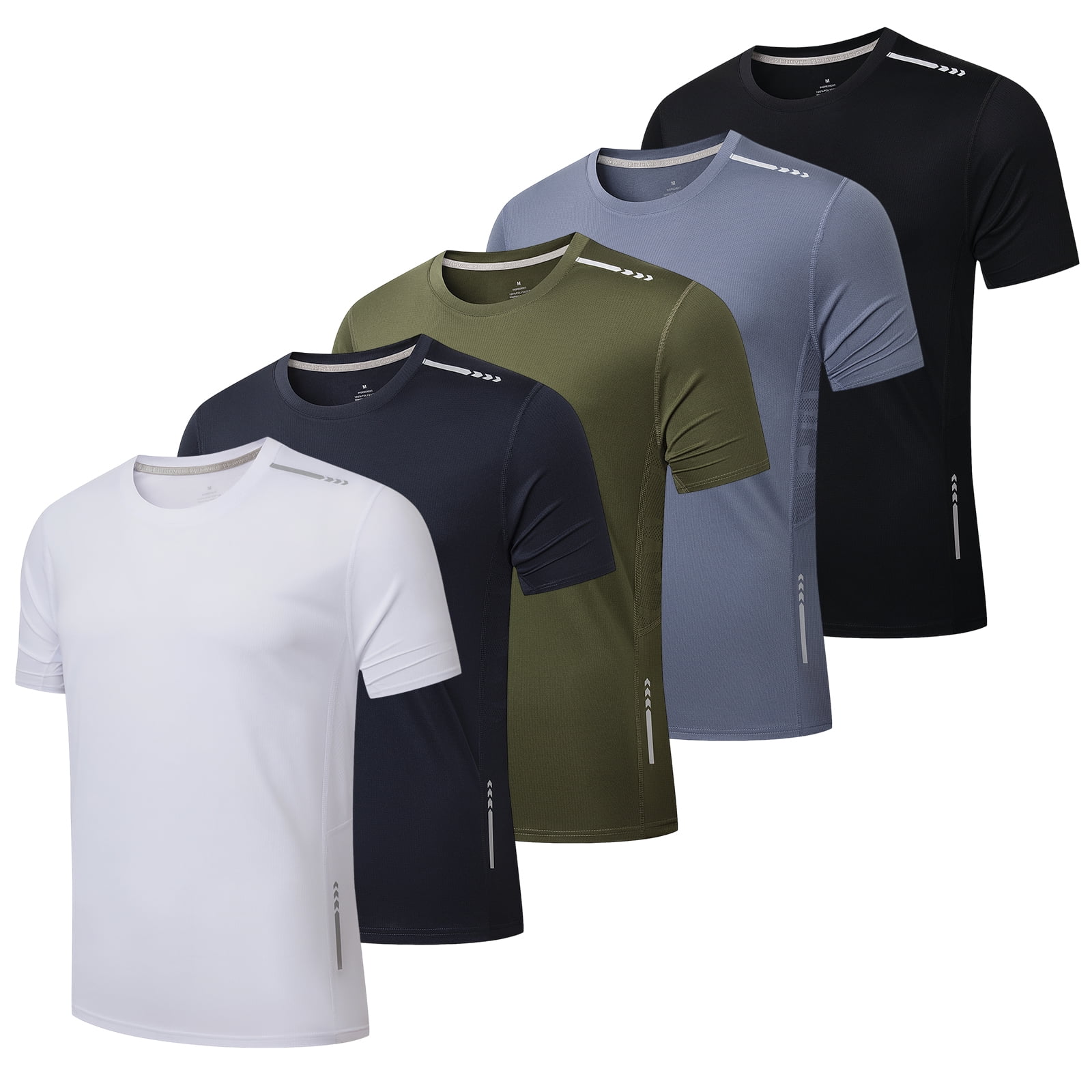 5 Pack Mens T-Shirts Quick Dry Running Tops for Men Breathable Gym T Shirts Moisture Wicking ...