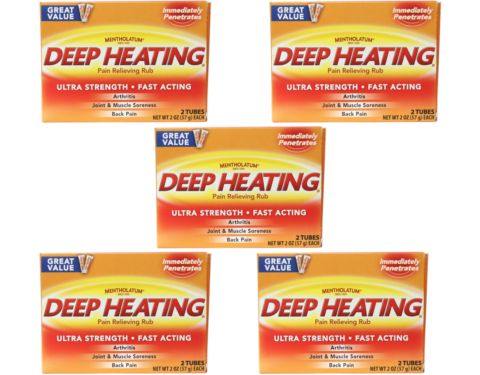 Mentholatum 5 Pack - Ultra Strength Muscle Relief Deep Heating Pain Rub ...