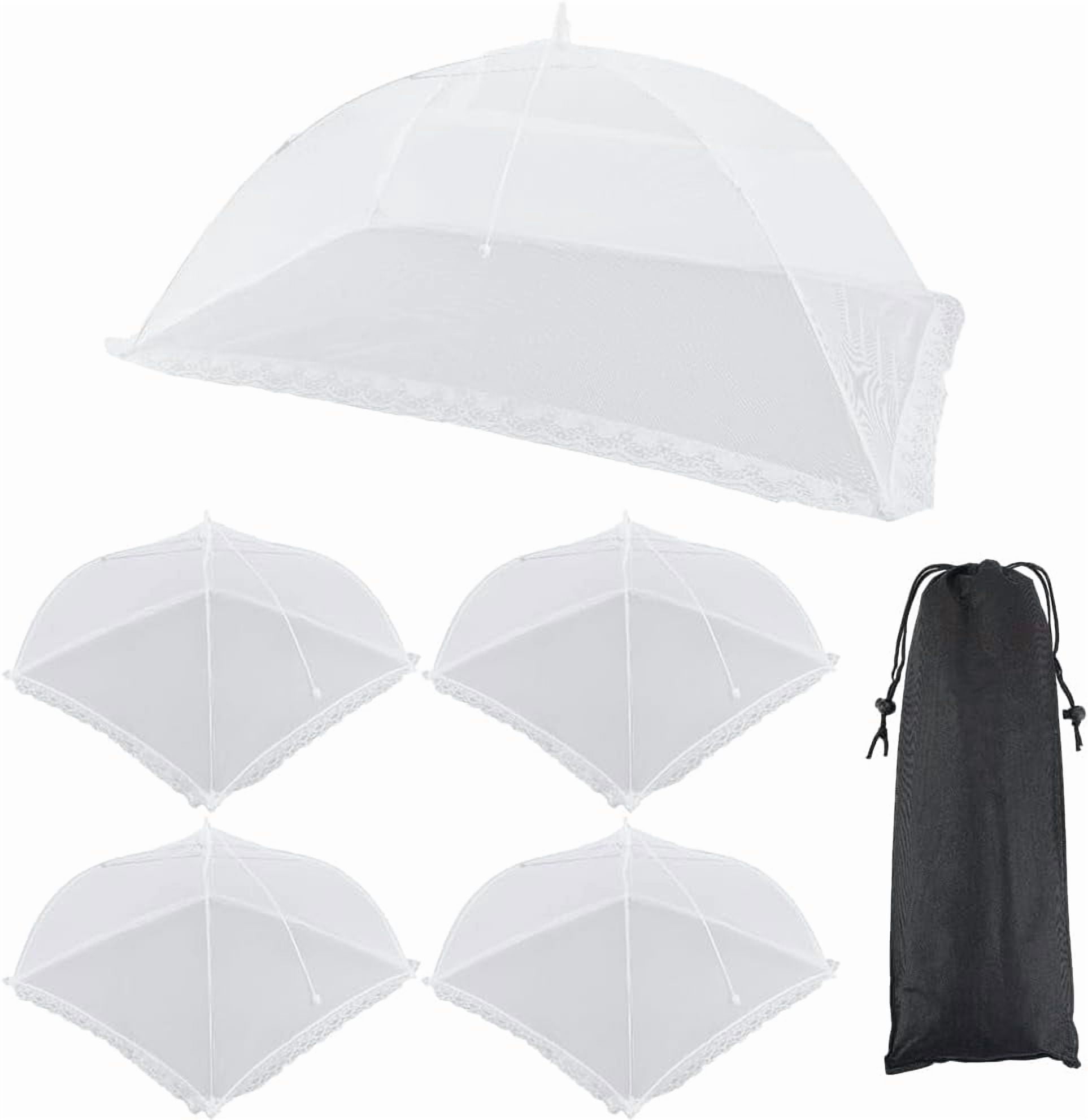 5 Pack Mesh Food Tents Pop-up Food Cover Reusable Collapsible White ...